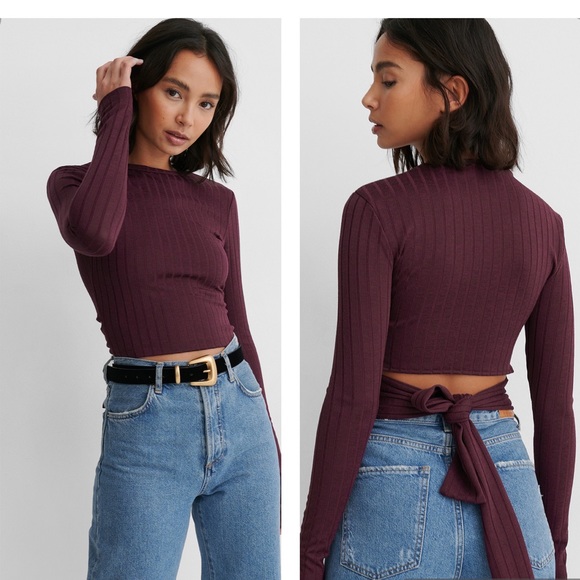 Na-Kd | Tops | Nakd Open Back Rib Top Xs Dark Purple | Poshmark
